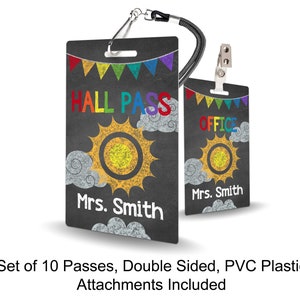 Sunshine Chalkboard Theme Classroom Hall Passes for Teachers ...