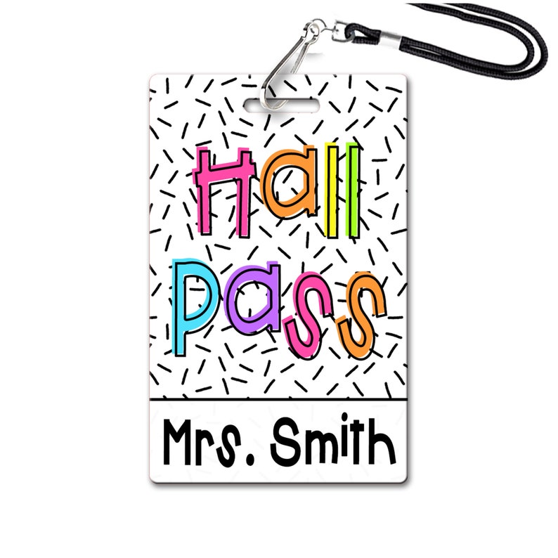 Confetti Brights Theme Classroom Hall Passes for Teachers, Personalized ...