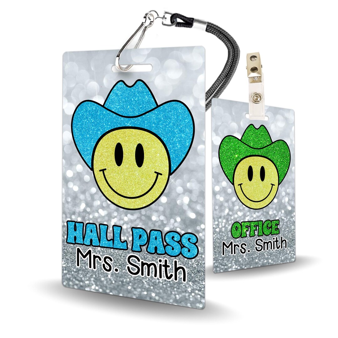 Cowboy Smiley Theme Classroom Hall Passes for Teachers, Personalized ...