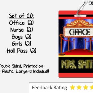 Movie Theme Classroom Hall Passes for Teachers, Personalized, Set of 10 ...