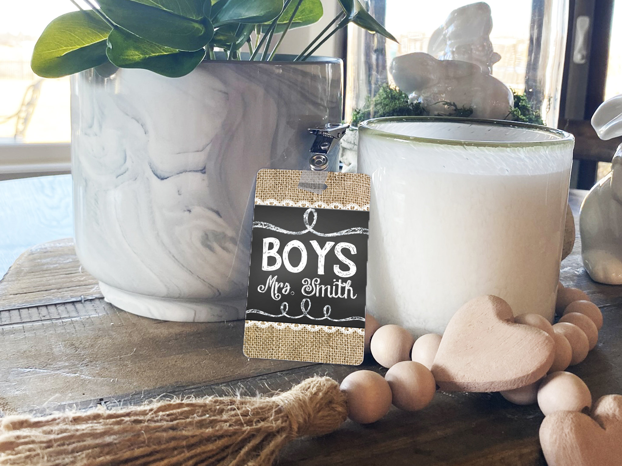 Burlap and Chalk Theme Classroom Hall Passes for Teachers, Personalized ...