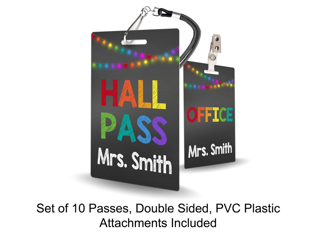 Glow Lights Theme Classroom Hall Passes for Teachers, Personalized ...