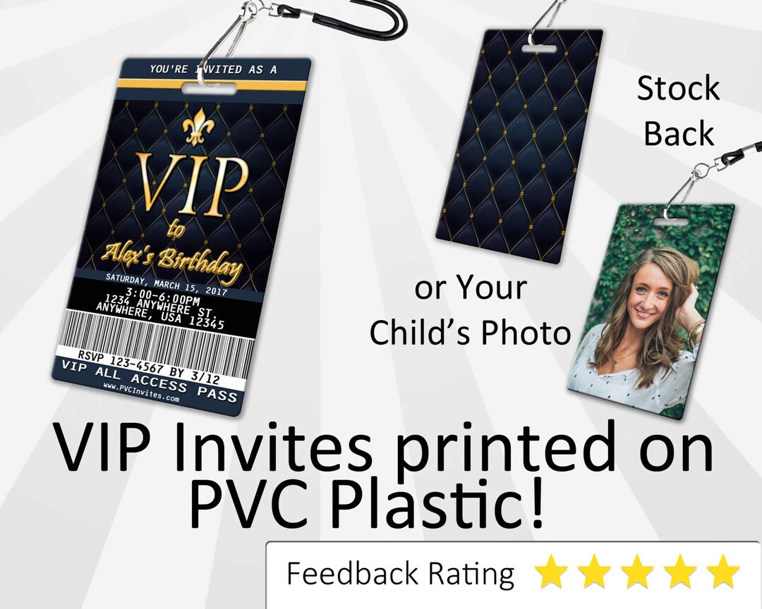 VIP Pass Birthday Invitation PLASTIC VIP Pass Birthday Vip - Etsy