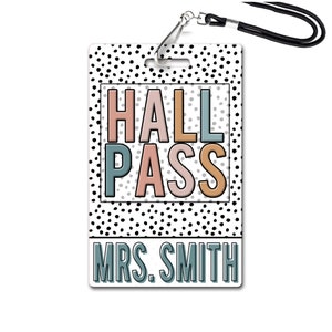 Boho Vibes Theme Classroom Hall Passes for Teachers, Personalized, Set ...
