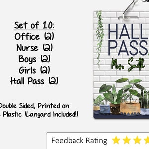 Plants Theme Classroom Hall Passes for Teachers, Personalized, Set of ...