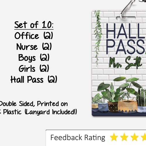 Plants Theme Classroom Hall Passes for Teachers Personalized - Etsy