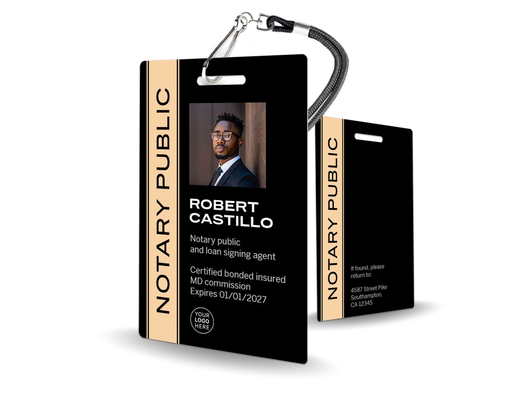 Notary ID Badge - Professional Design, Customizable - Etsy