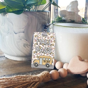 School Bus Theme Classroom Hall Passes for Teachers, Personalized, Set ...