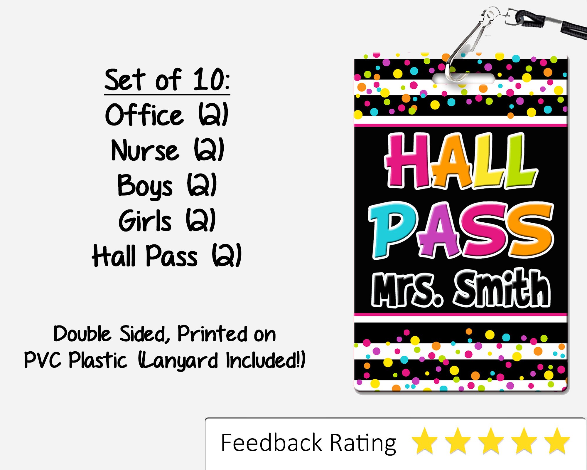 Neon Dots Theme Classroom Hall Passes for Teachers - Etsy