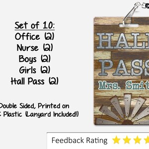 Farmhouse Theme Classroom Hall Passes for Teachers, Personalized, Hall ...
