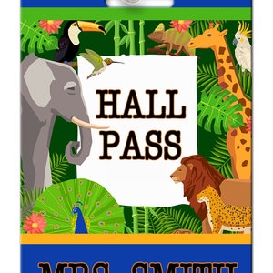 Zoo Theme Classroom Hall Passes for Teachers, Personalized, Set of 10 ...