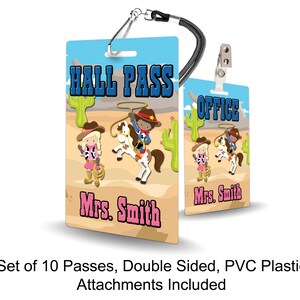 Cowboy Theme Classroom Hall Passes for Teachers, Personalized, Set of ...