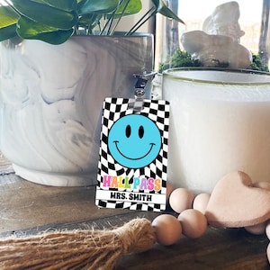 Smiley Face Theme Classroom Hall Passes for Teachers, Personalized, Set ...