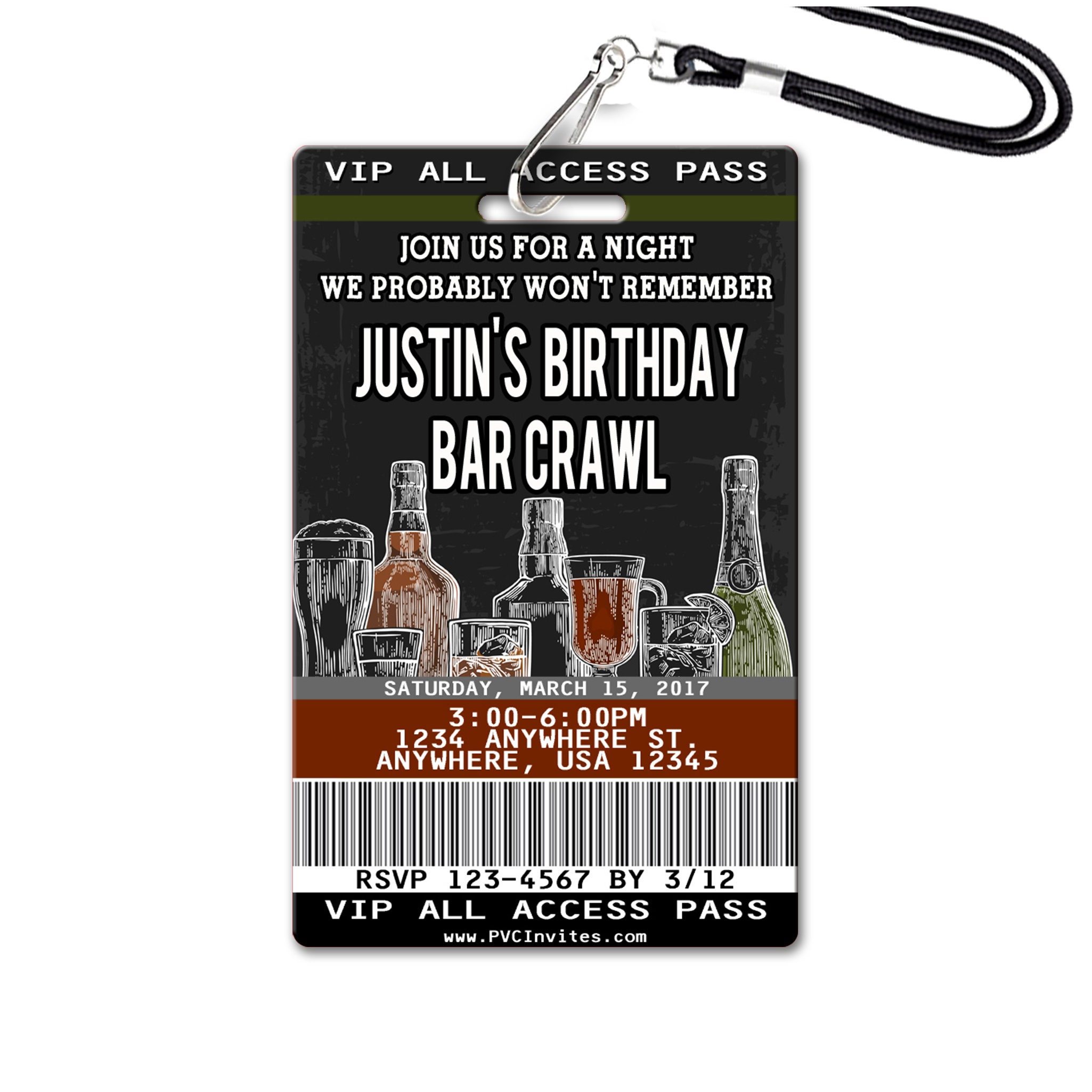 Bar Crawl Birthday Invitation PLASTIC Bar Crawl Birthday Bar - Etsy