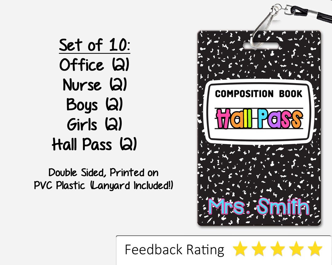 Composition Book Theme Classroom Hall Passes for Teachers - Etsy