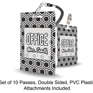 Black and White Theme Classroom Hall Passes for Teachers, Personalized ...