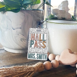 Boho Vibes Theme Classroom Hall Passes for Teachers, Personalized, Set ...