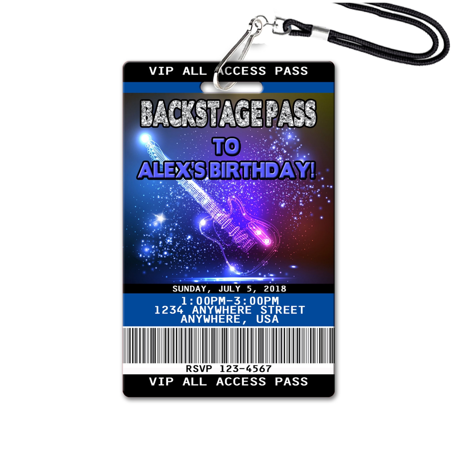 Backstage Pass Birthday Invitation PLASTIC Backstage Pass Birthday ...