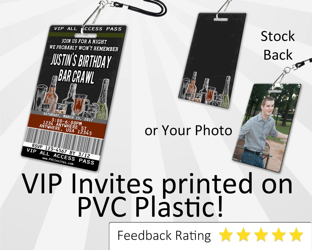 Bar Crawl Birthday Invitation PLASTIC Bar Crawl Birthday, Bar Crawl ...