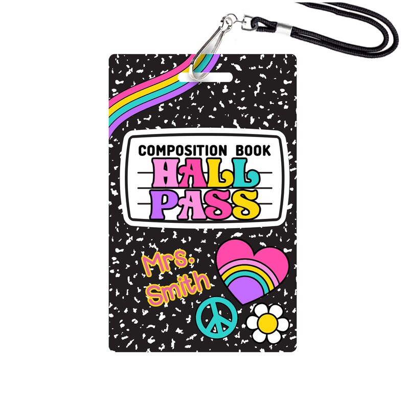 Composition Book With Flair Theme Classroom Hall Passes for Teachers ...