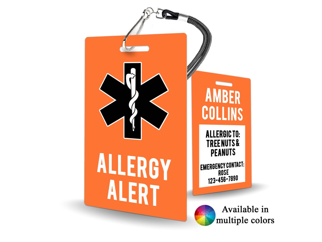 Allergy Warning ID Card - Allergy Card, Medical ID, Allergy Alert ...