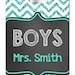 Teal Chevron Theme Classroom Hall Passes for Teachers, Personalized ...