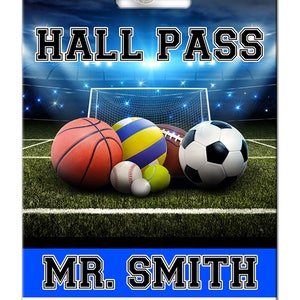 Sports Theme Classroom Hall Passes for Teachers, Personalized, Set of ...