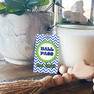 Preppy Chevron Theme Classroom Hall Passes for Teachers, Personalized ...