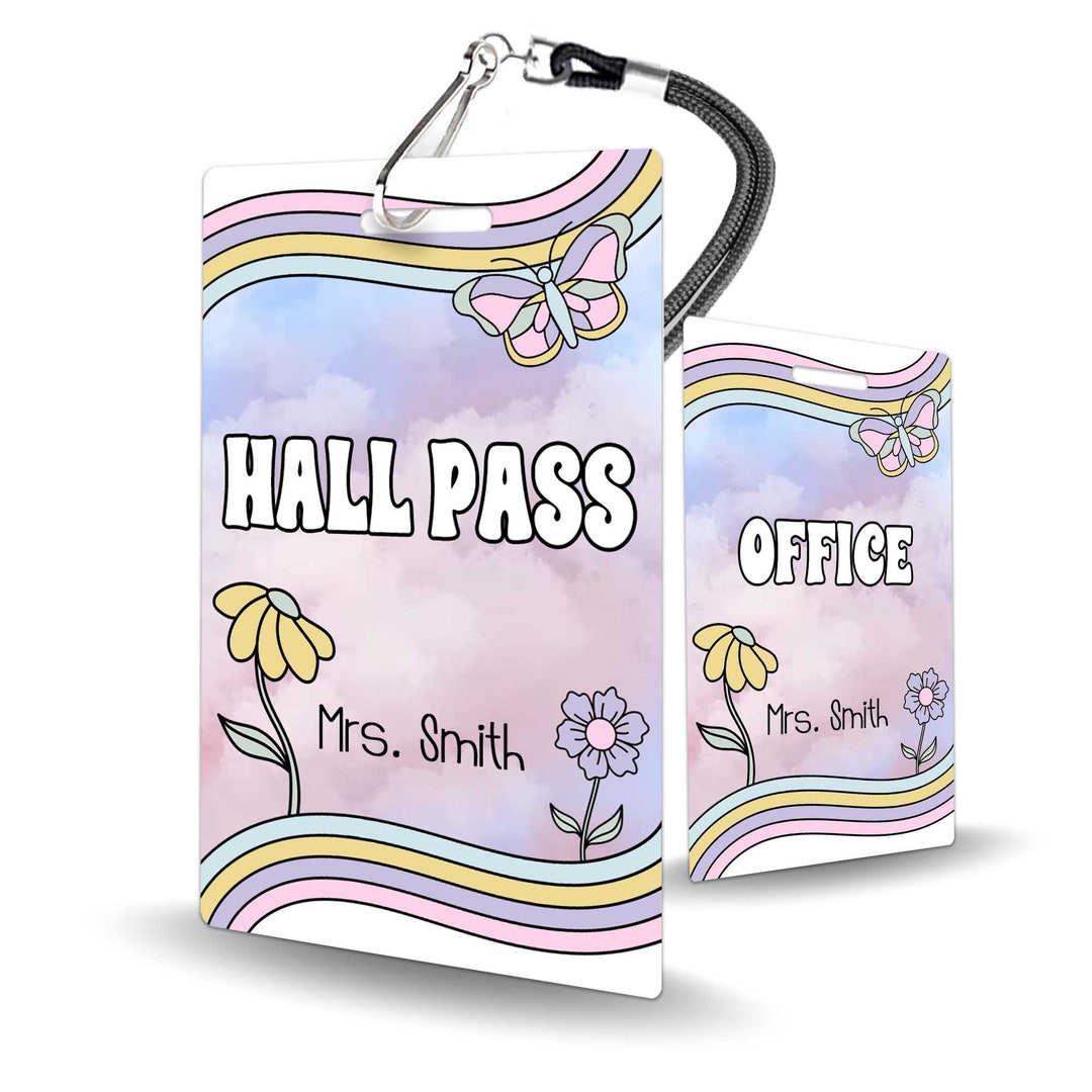 Pastel Flowers Theme Classroom Hall Passes for Teachers, Personalized ...