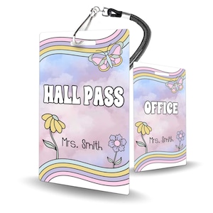 Pastel Flowers Theme Classroom Hall Passes for Teachers, Personalized ...
