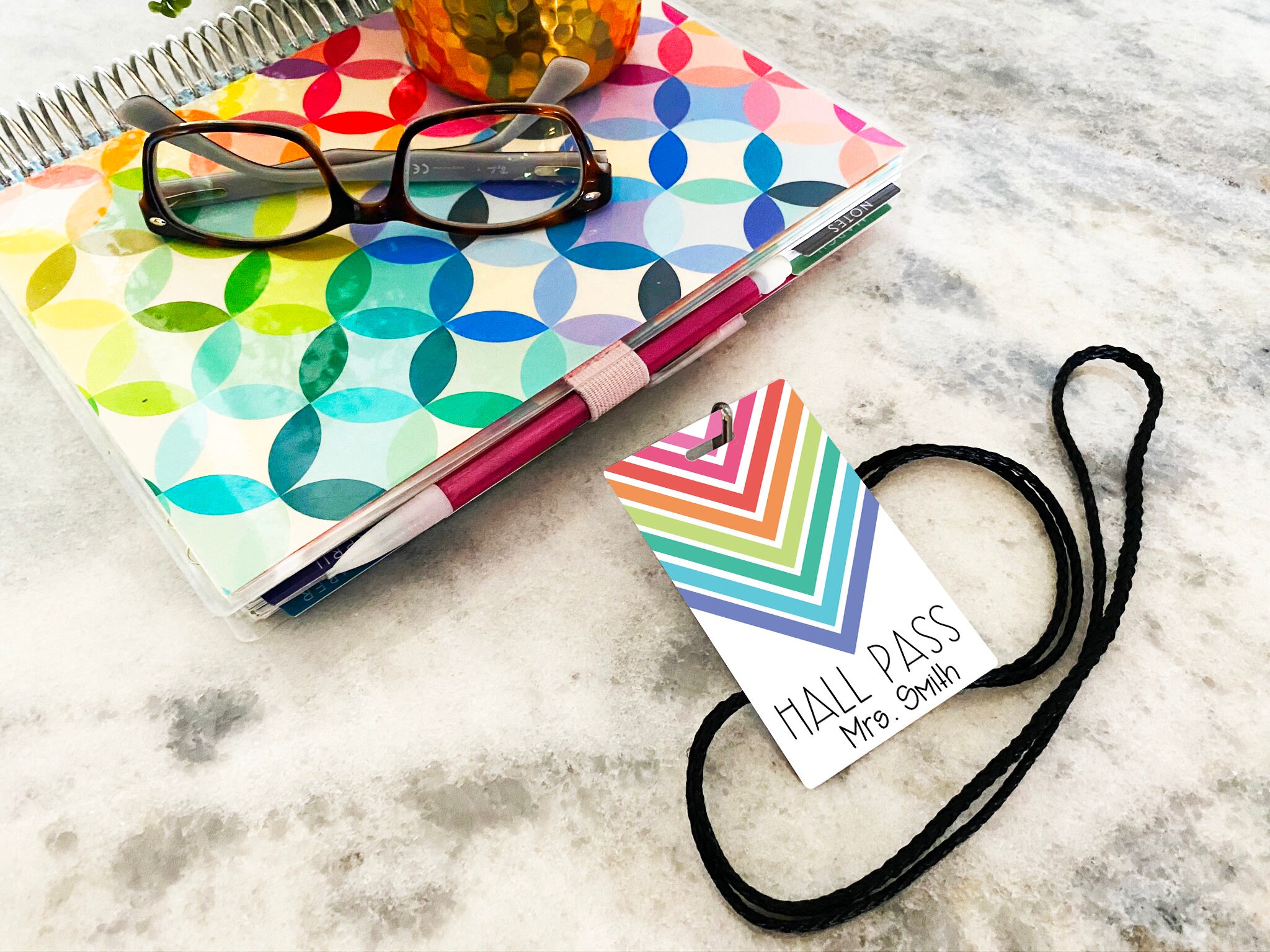 Chevron Rainbow Theme Classroom Hall Passes for Teachers, Personalized ...