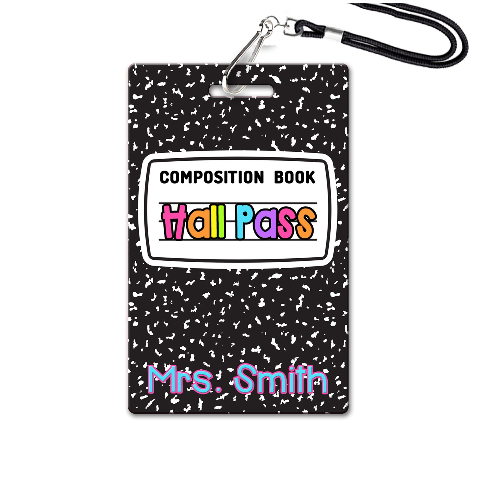 Composition Book Theme Classroom Hall Passes for Teachers, Personalized ...