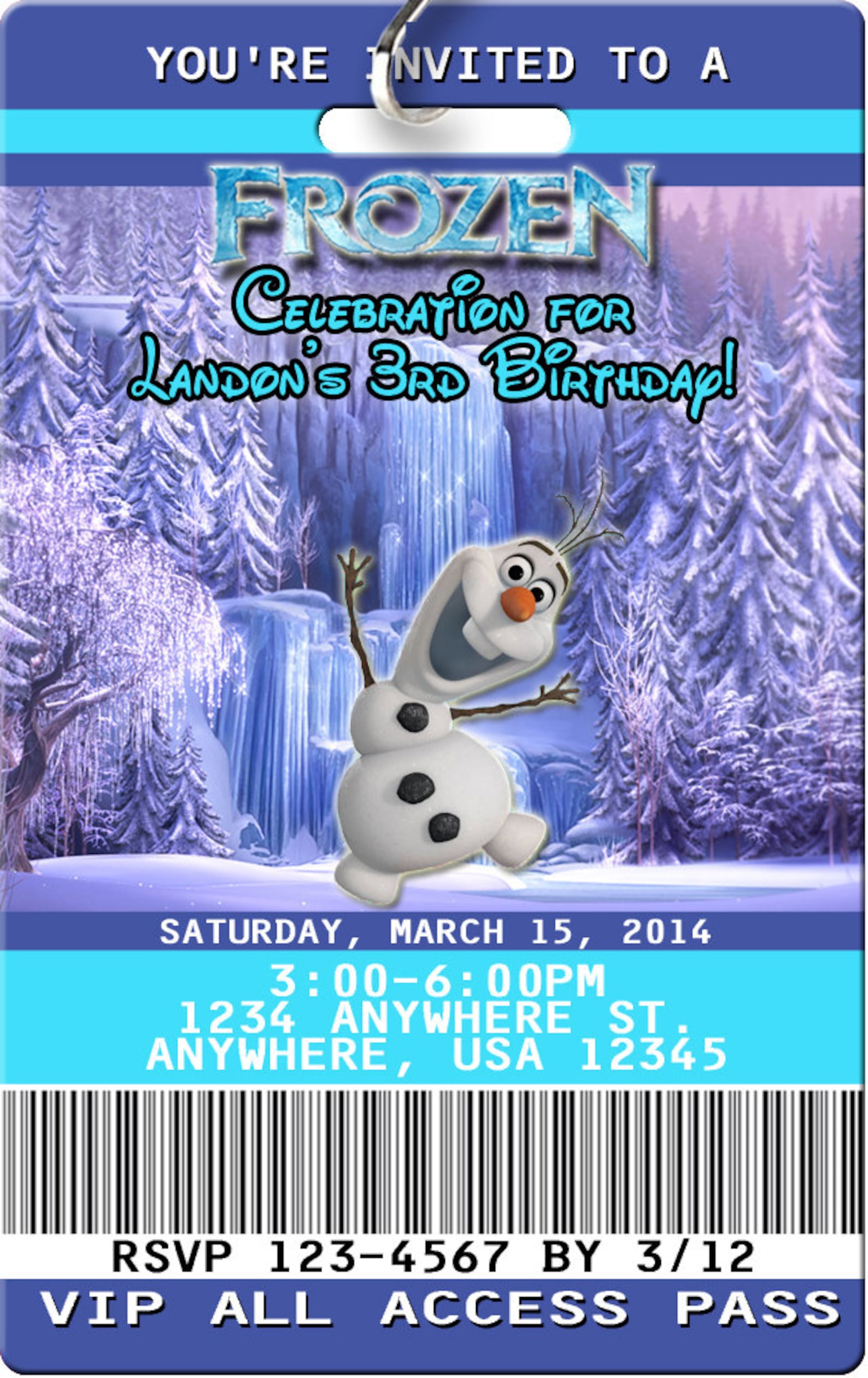 Olaf Invitation PLASTIC Olaf Olaf Invitation Birthday - Etsy