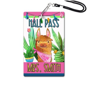 Llama Theme Classroom Hall Passes for Teachers, Personalized, Hall Pass ...