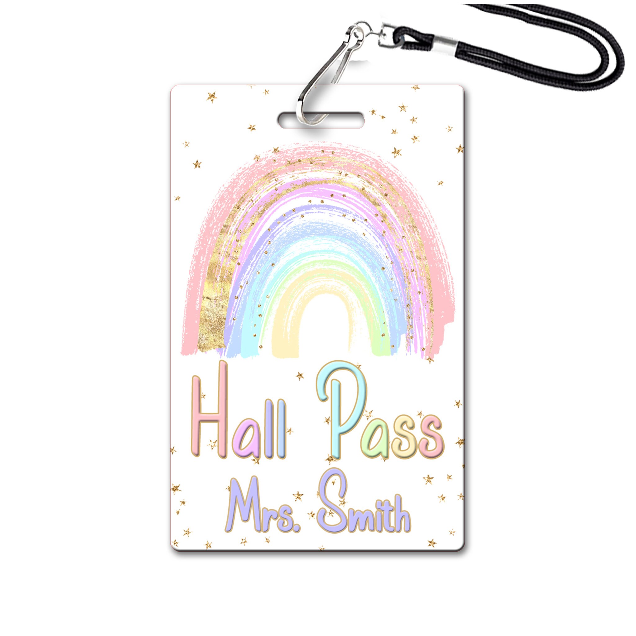 Pastel Rainbow Theme Classroom Hall Passes for Teachers, Personalized ...
