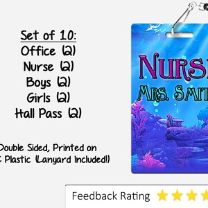 Ocean Theme Classroom Hall Passes for Teachers, Personalized, Set of 10 ...