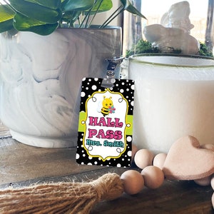 Bee Theme Classroom Hall Passes for Teachers, Personalized, Set of 10 ...