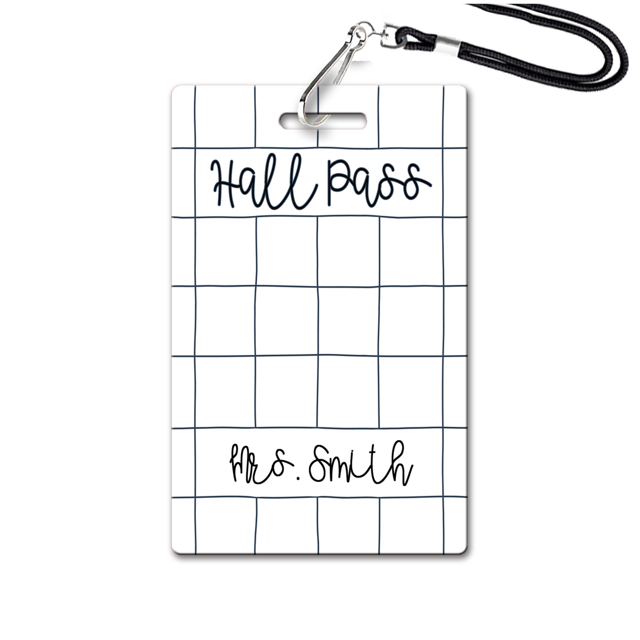 Grid Lines Theme Classroom Hall Passes for Teachers, Personalized, Hall ...