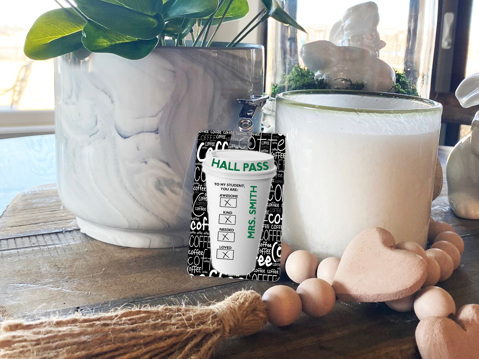 Coffee Theme Classroom Hall Passes for Teachers, Personalized, Set of ...