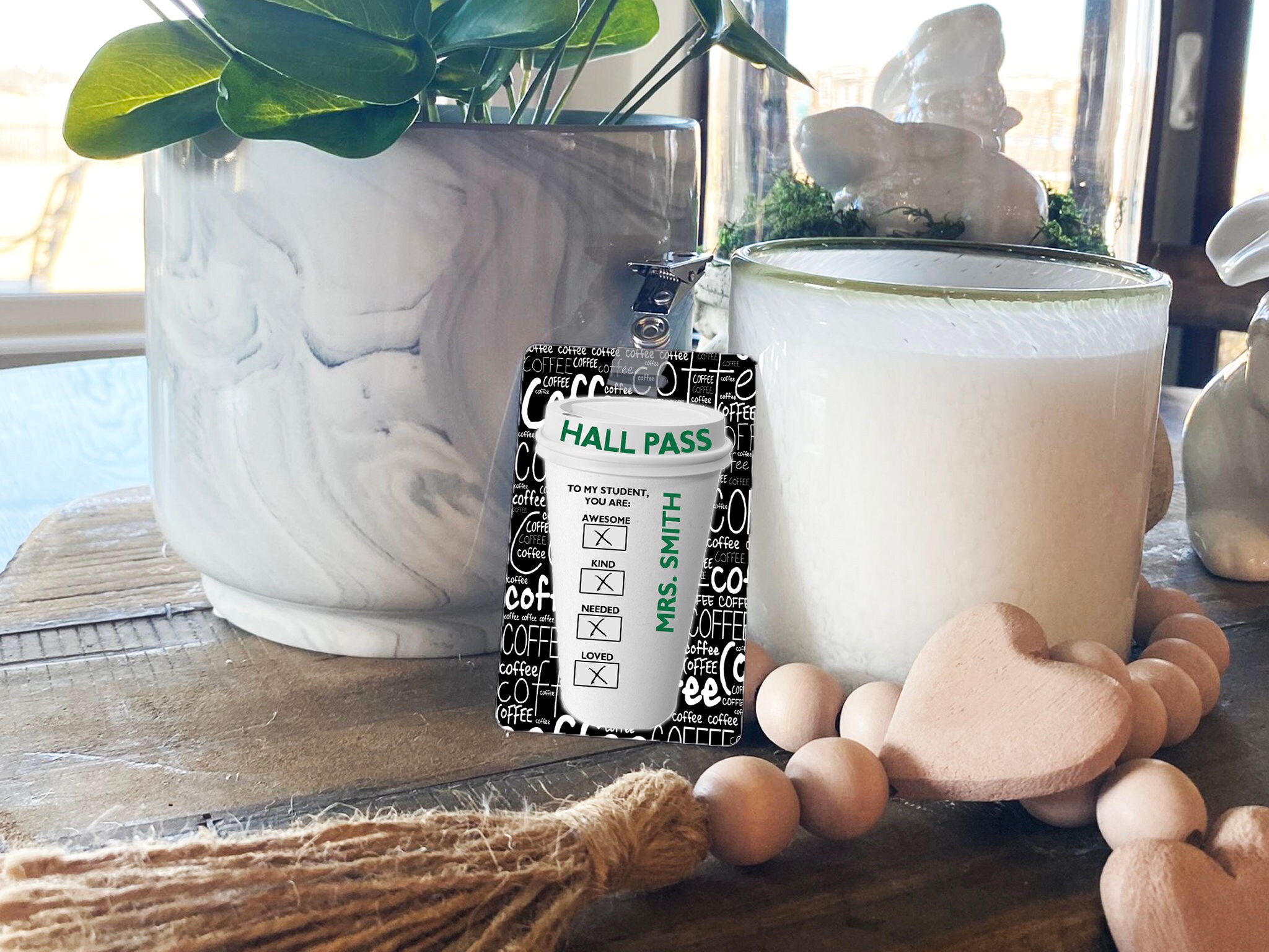 Coffee Theme Classroom Hall Passes for Teachers, Personalized, Set of ...