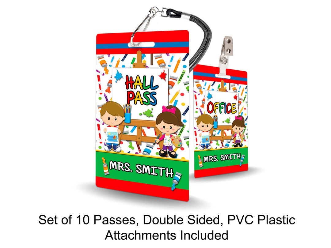 Artist Theme Classroom Hall Passes for Teachers, Personalized, Set of ...