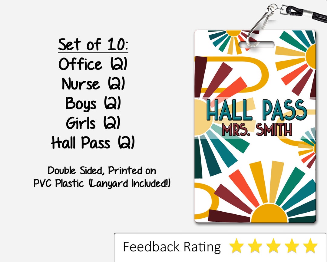 Retro Rainbow Theme Classroom Hall Passes for Teachers - Etsy