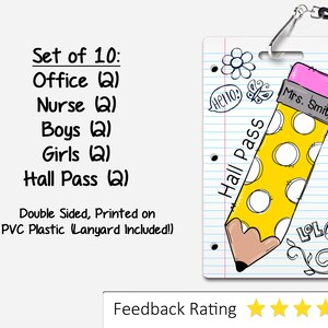 Pencil Doodles Theme Classroom Hall Passes for Teachers, Personalized ...