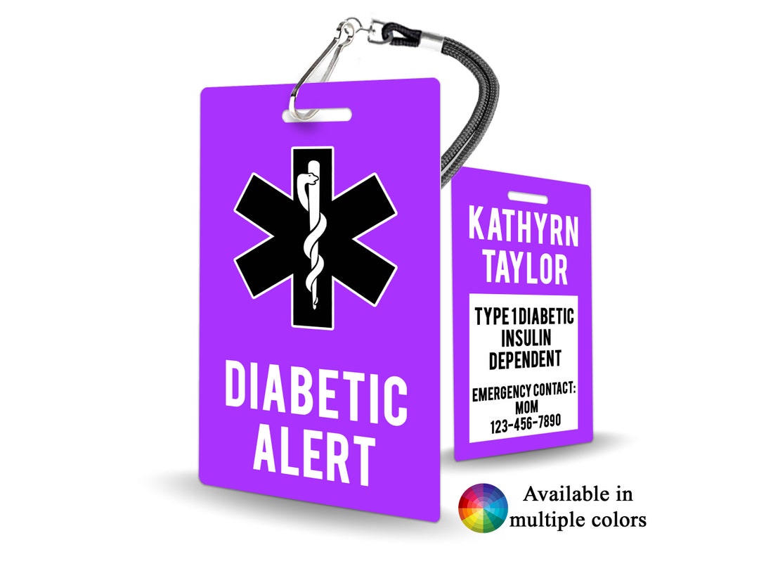 Diabetic Emergency Contact Card - Type 1 Diabetes, Diabetes Alert ...