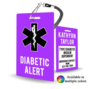 Diabetic Emergency Contact Card - Type 1 Diabetes, Diabetes Alert ...