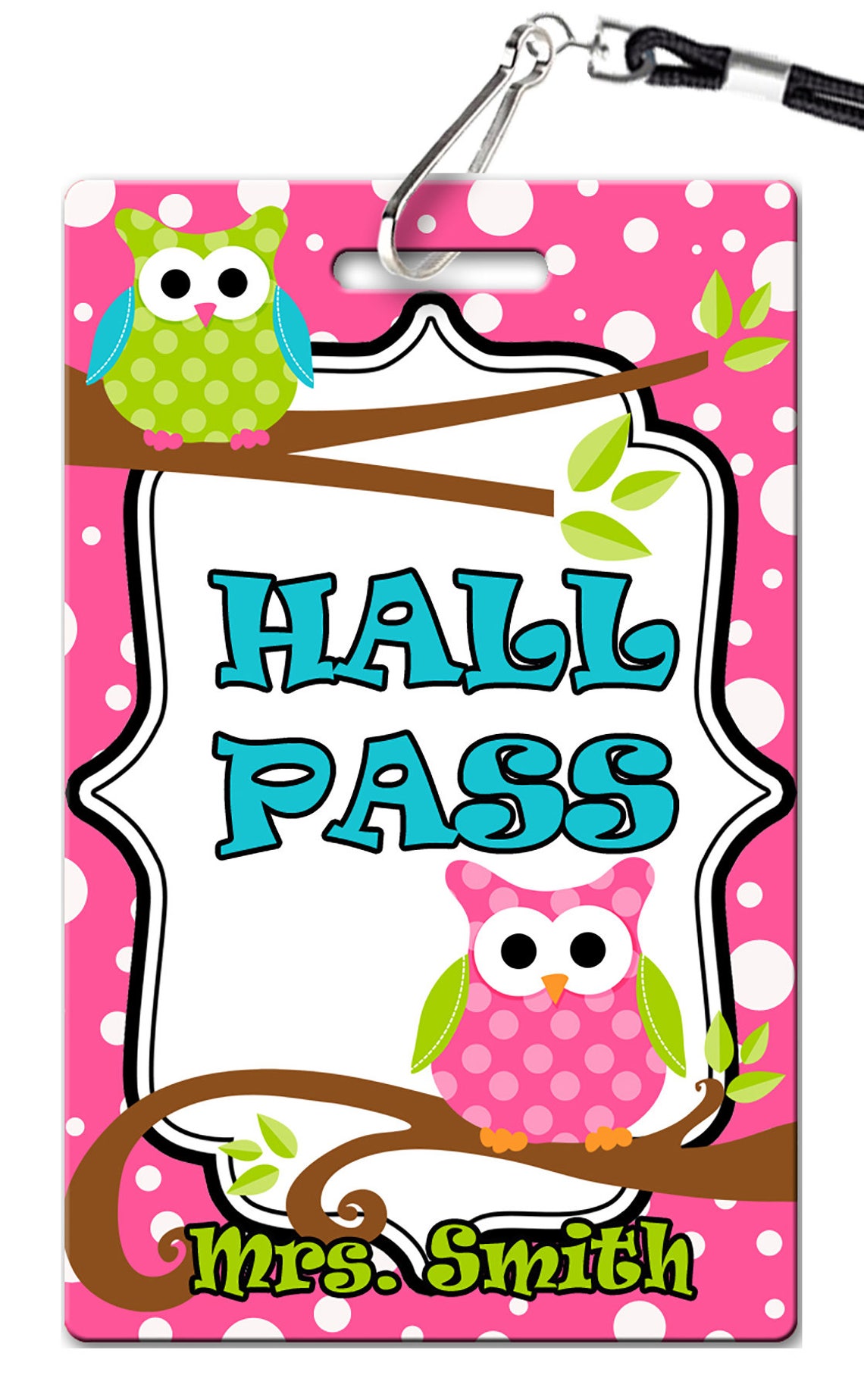 Owl Theme Classroom Hall Passes for Teachers Personalized | Etsy