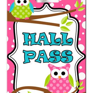 Owl Theme Classroom Hall Passes for Teachers, Personalized, Set of 10 ...