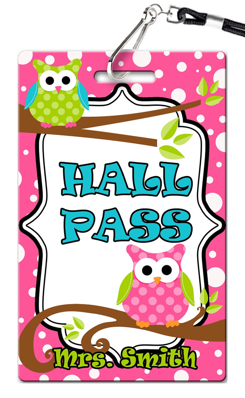 Owl Theme Classroom Hall Passes for Teachers Personalized - Etsy