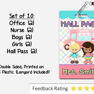Ice Cream Truck Theme Classroom Hall Passes for Teachers, Personalized ...