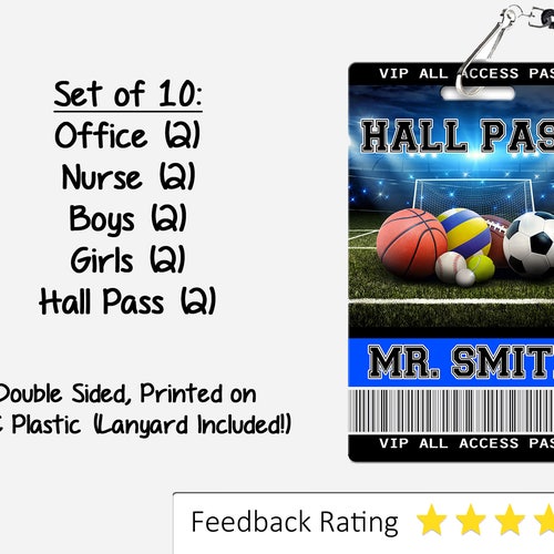 Sports Theme Classroom Hall Passes for Teachers Personalized - Etsy